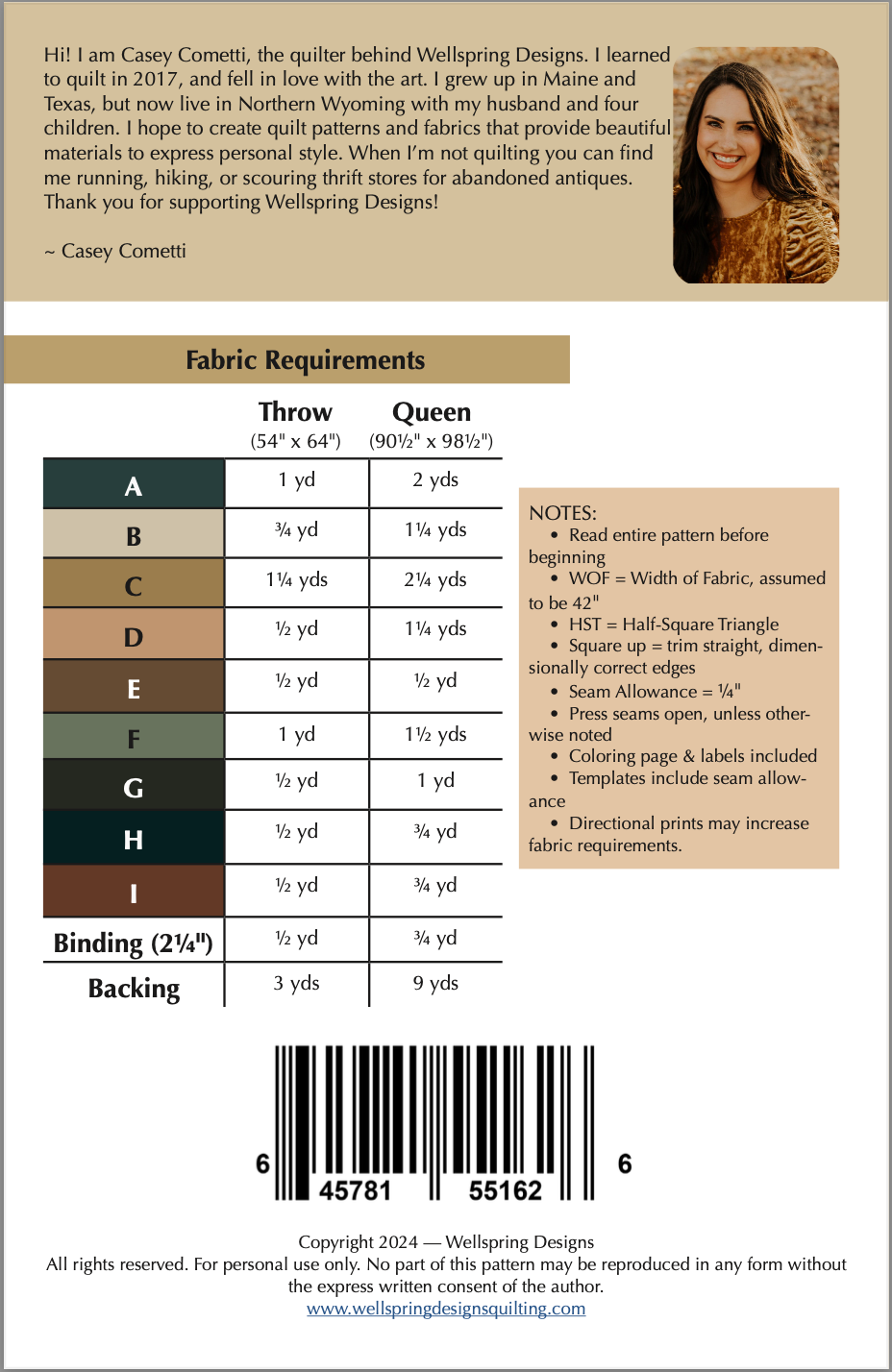 Santa Fe Quilt - Paper Pattern – Wellspring Designs