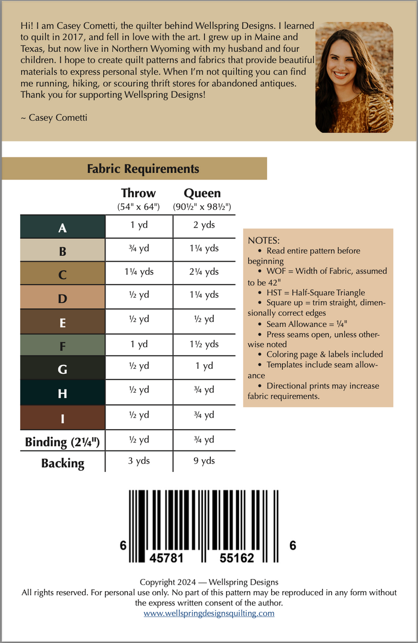 Santa Fe Quilt - Paper Pattern – Wellspring Designs